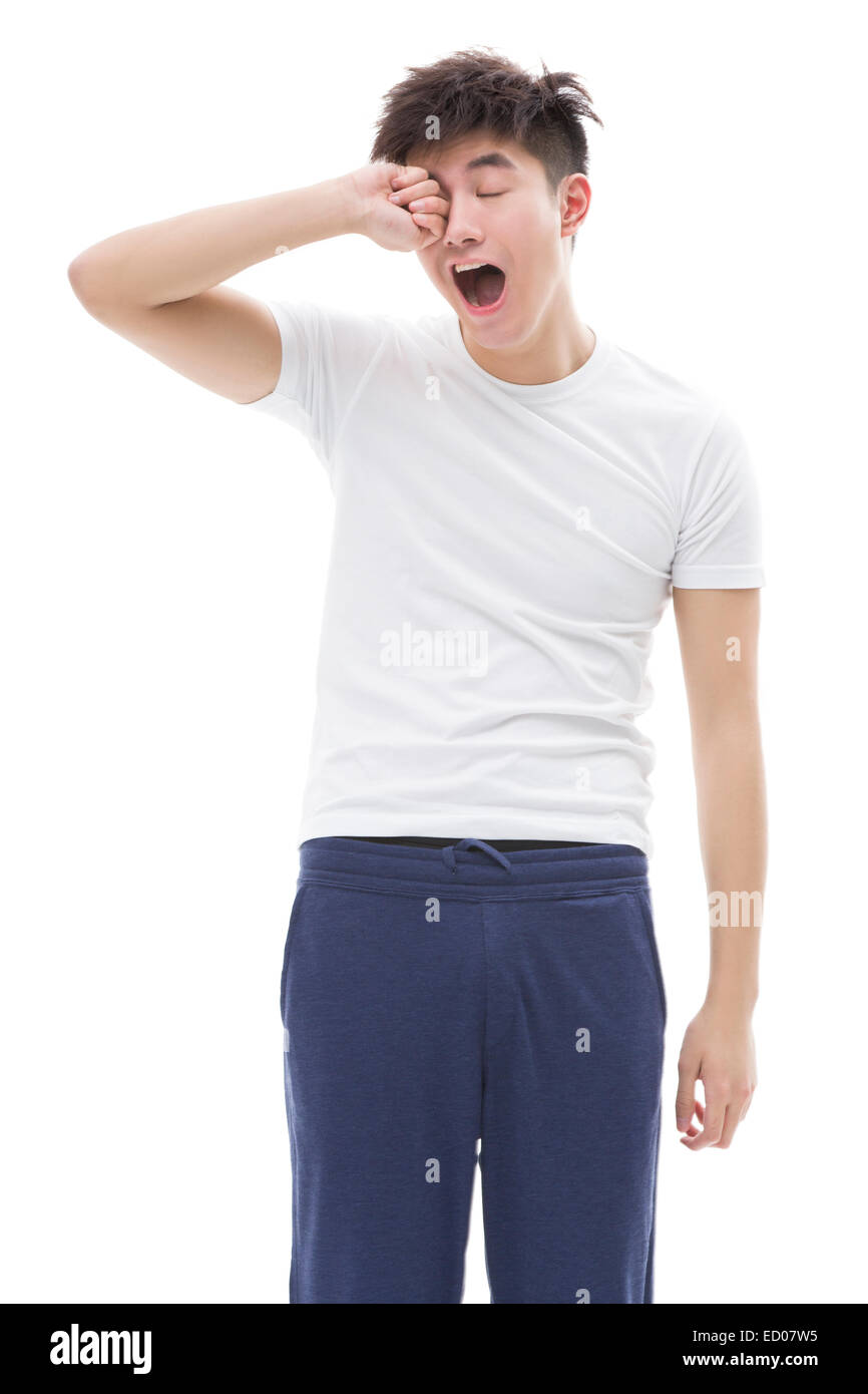 Young man just waking up Stock Photo - Alamy