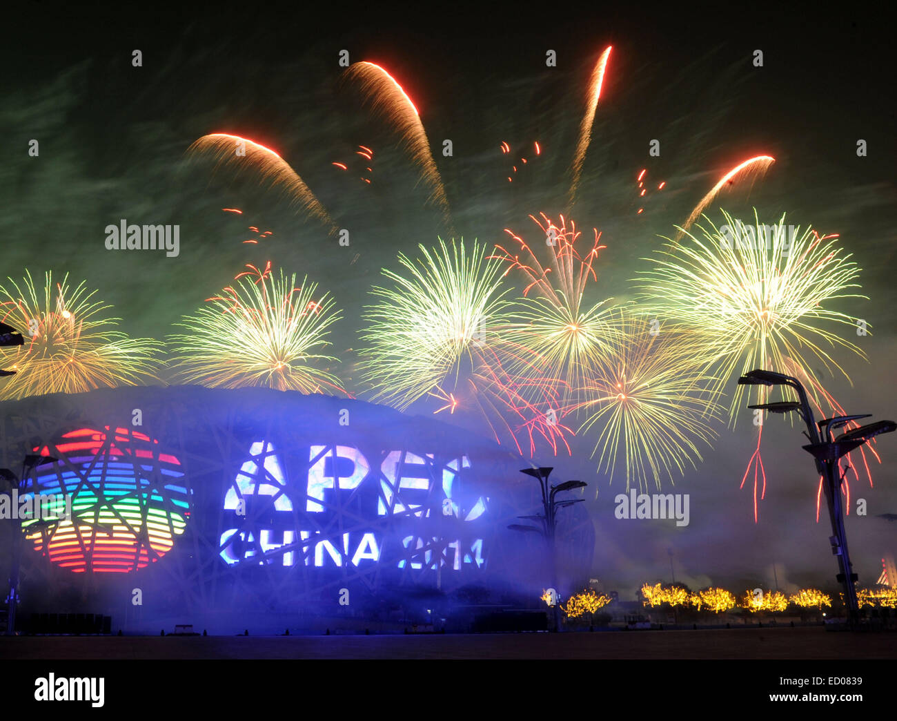 Beijing, China. 10th Nov, 2014. A firework show is staged at the ...