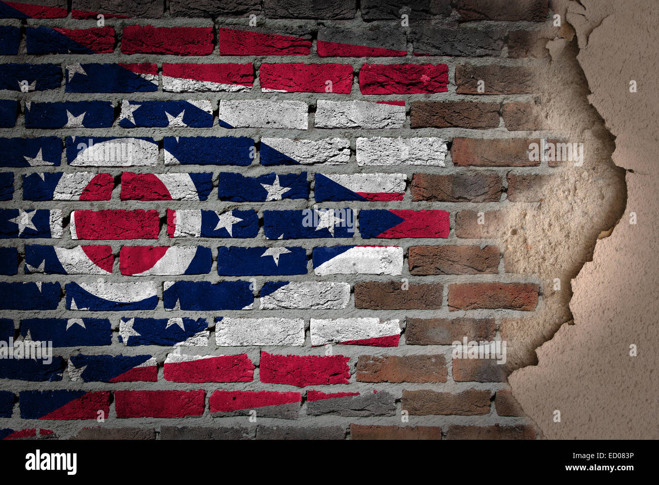 Dark brick wall texture with plaster - flag painted on wall - Ohio ...