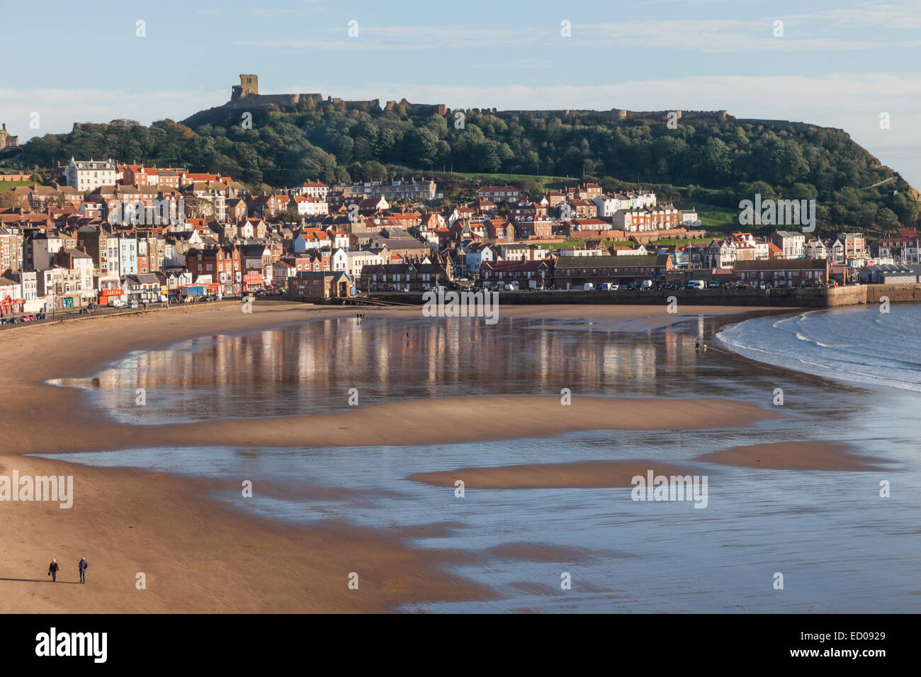 England, Yorkshire, Scarborough, Town Skyline and Castle Stock Photo ...