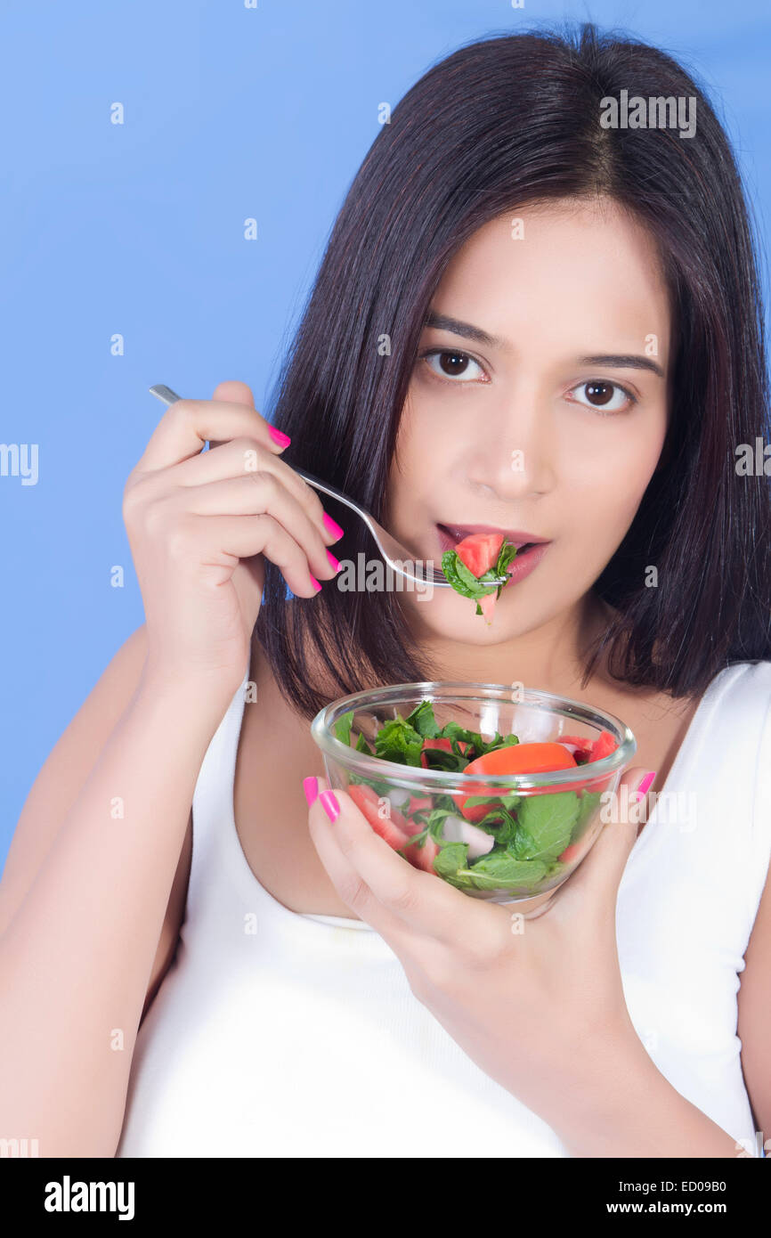 Indian beautiful lady eating salad hi-res stock photography and images ...