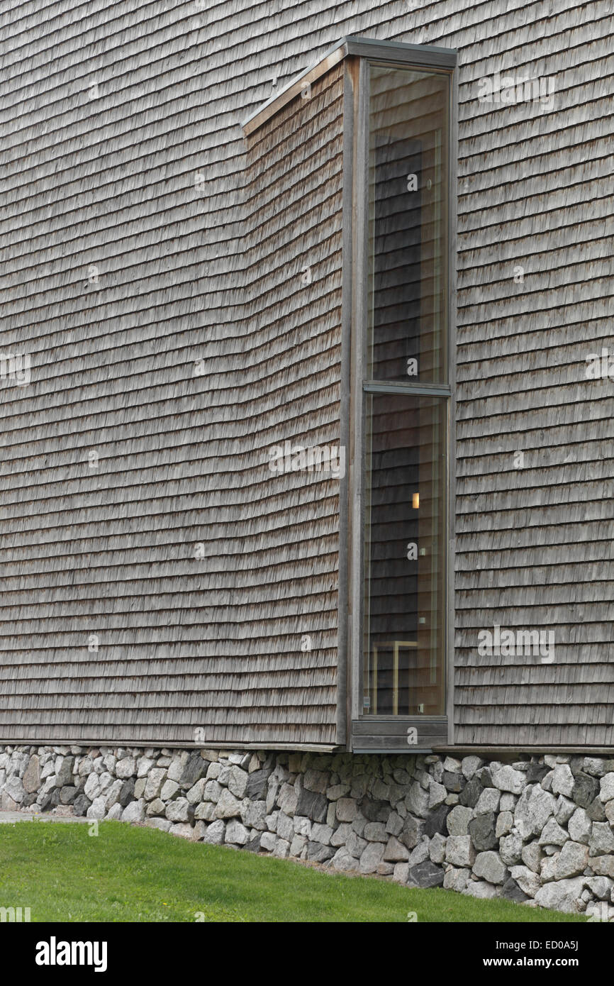 Aspen cladding weathered shingle cladding stone plinth lawn graphic ...