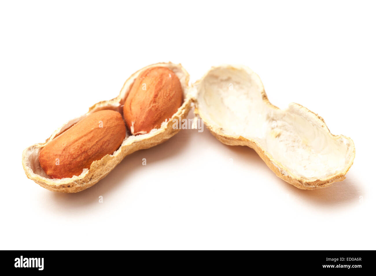 Open raw peanut isolated on white background Stock Photo - Alamy