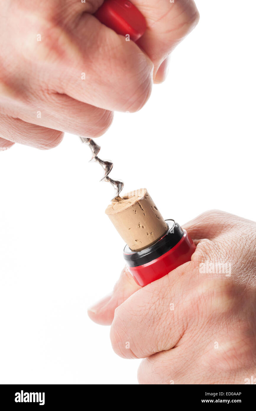 Close up pulling cork from bottle hi-res stock photography and images ...