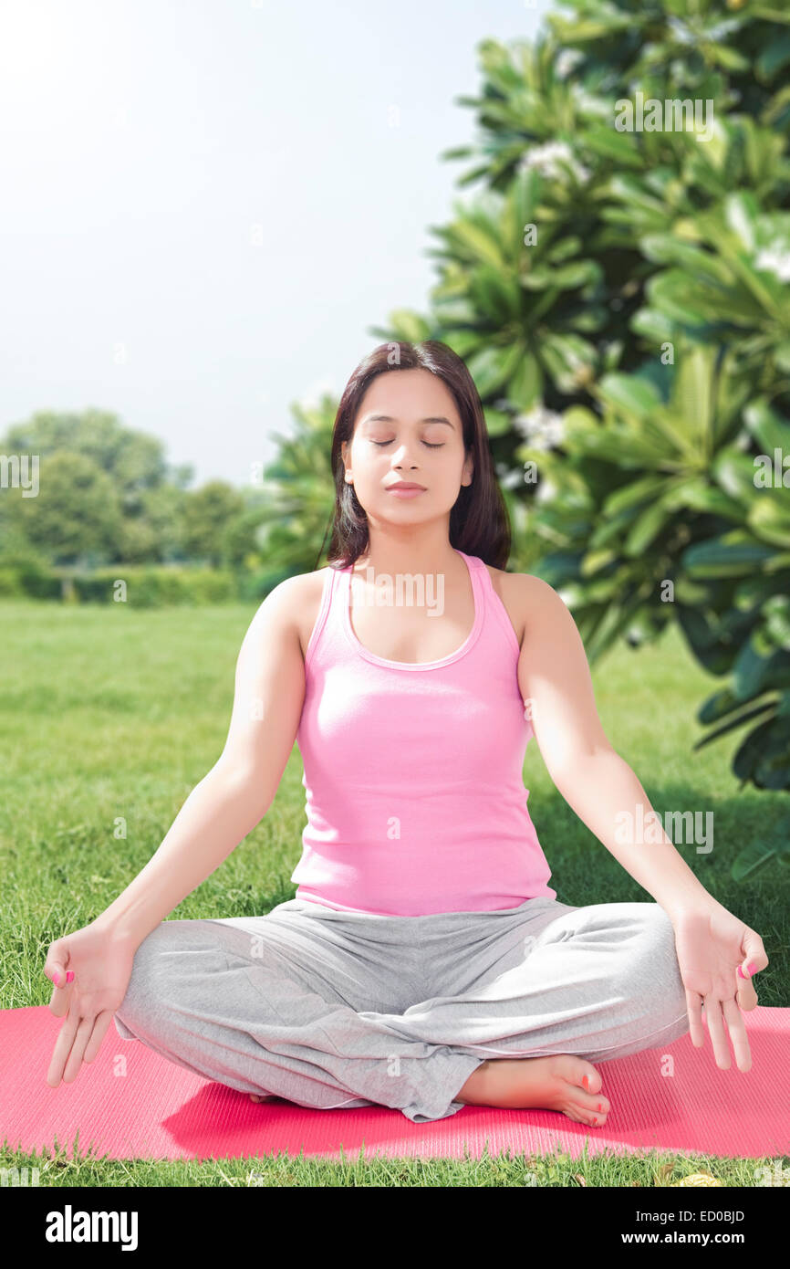 indian Lady Yoga Meditation Stock Photo - Alamy