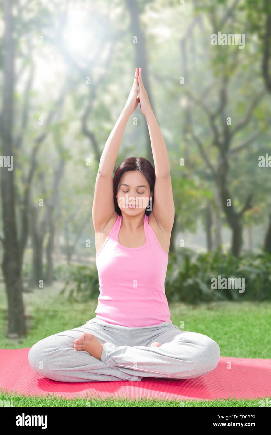 indian Lady Yoga Meditation Stock Photo - Alamy