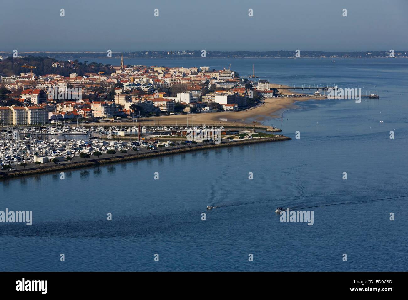 France, Gironde, Bassin d'Arcachon, Arcachon, the marina (aerial view ...