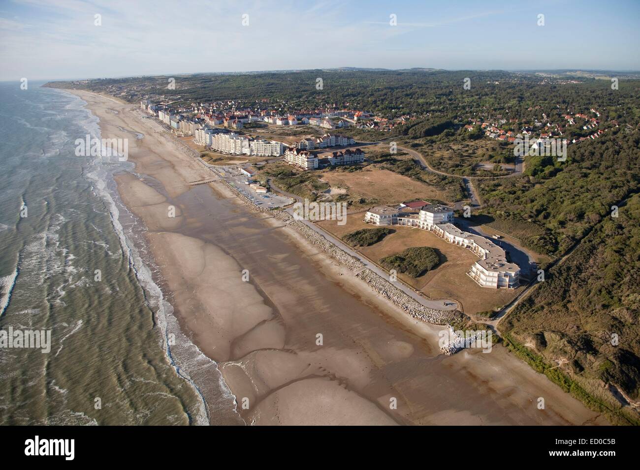France, Pas de Calais, Hardelot, buildings waterfront (aerial view ...