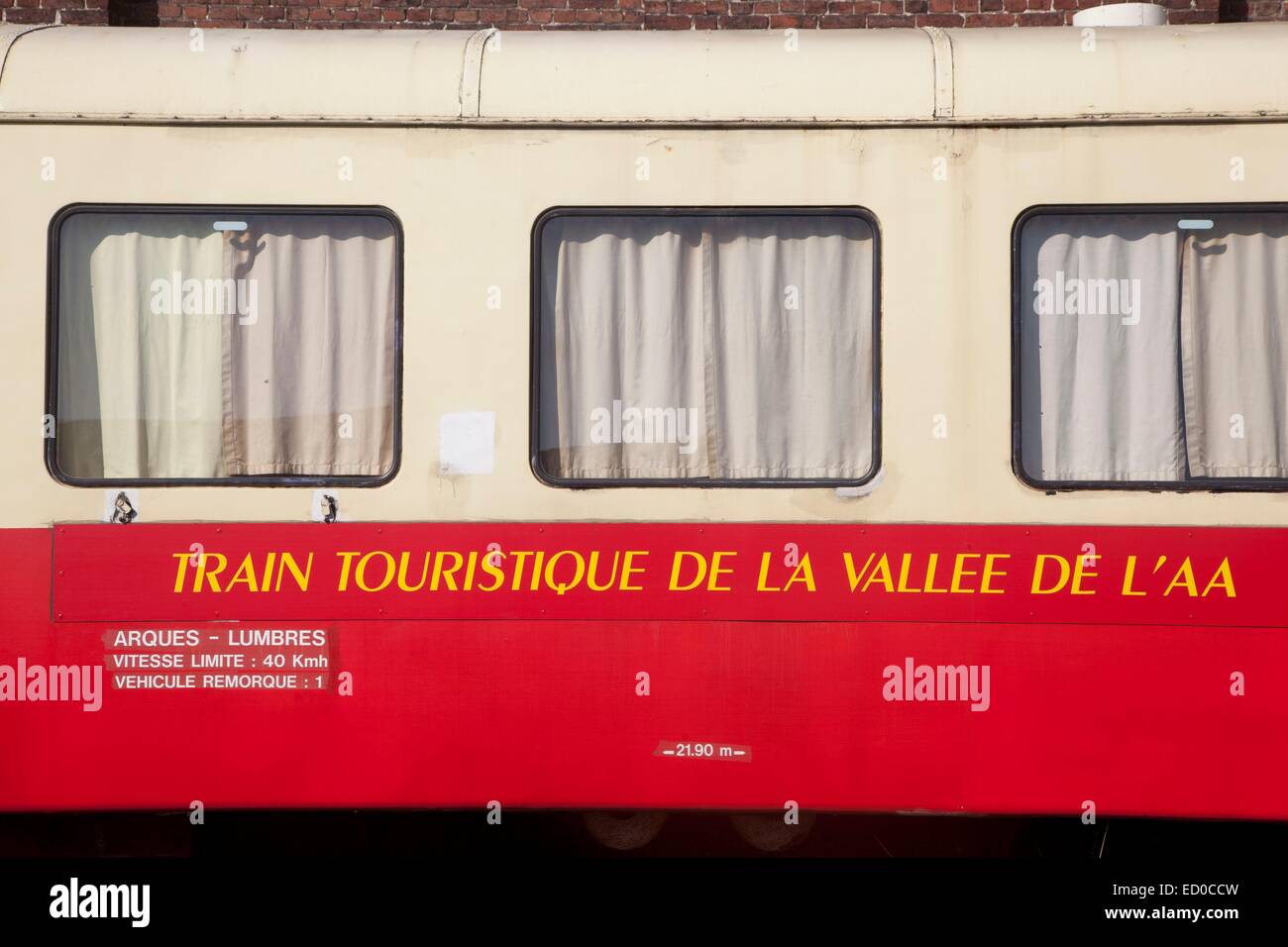 France, Pas de Calais, Arques, tourist train in the valley of the Aa ...