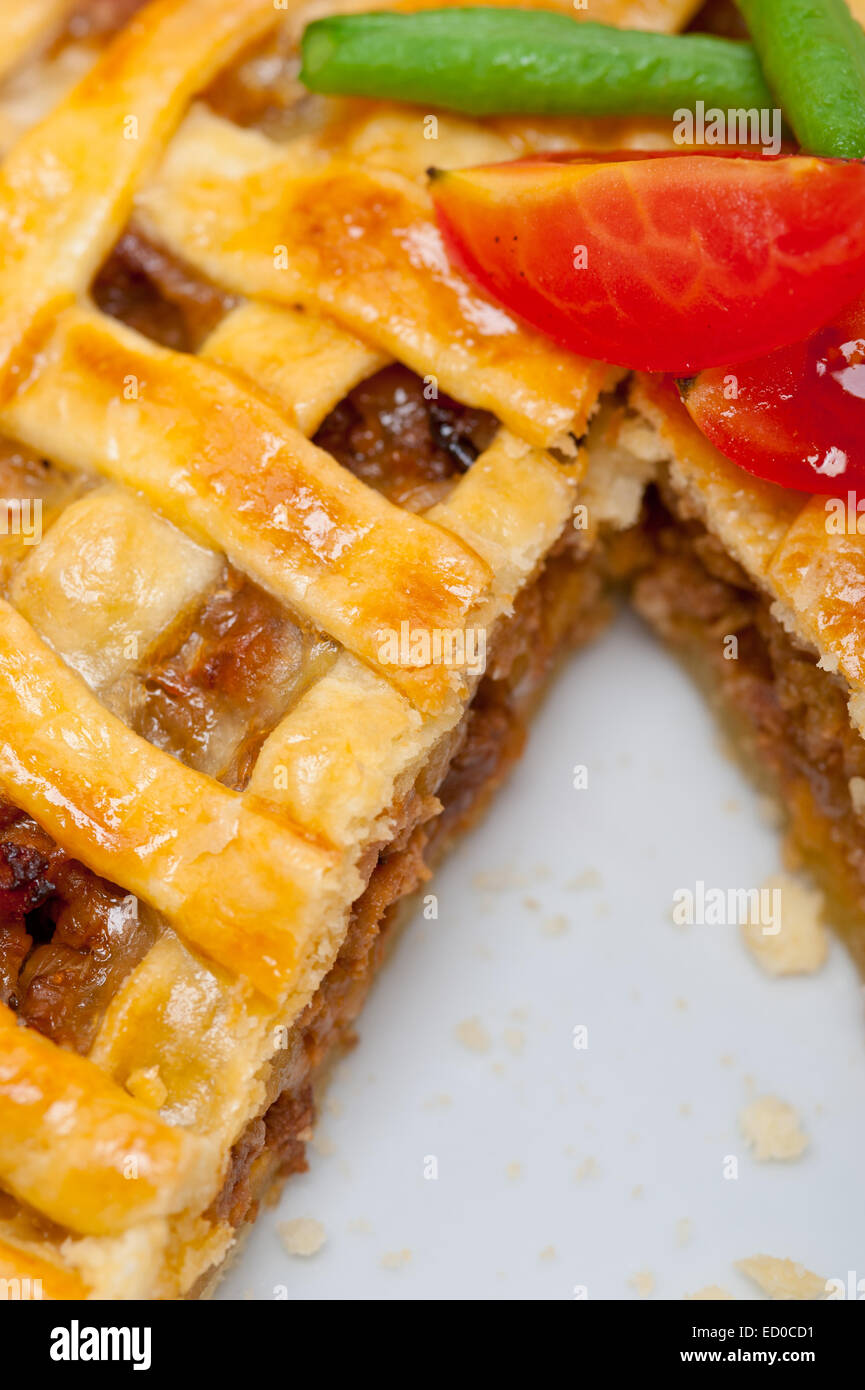 fresh baked home made beef pie macro closeup Stock Photo - Alamy