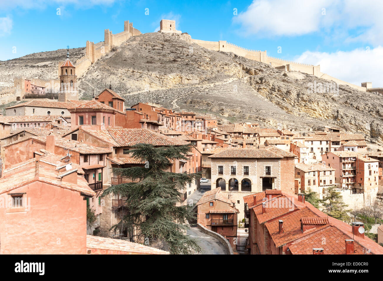 Spain, Aragon, Teruel Province, Albarracin, Medieval walled town Stock ...