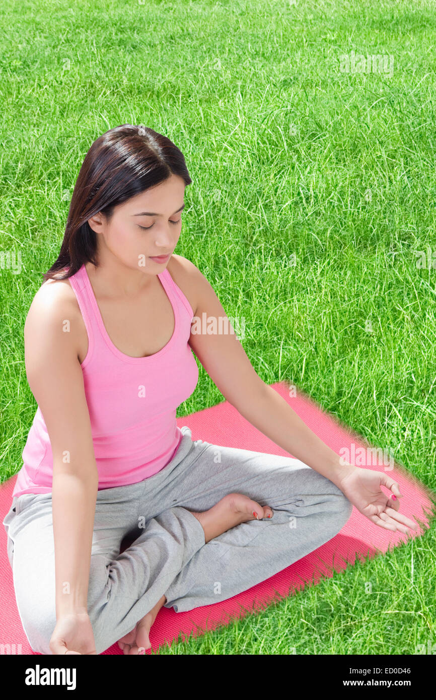 indian Lady Yoga Meditation Stock Photo - Alamy