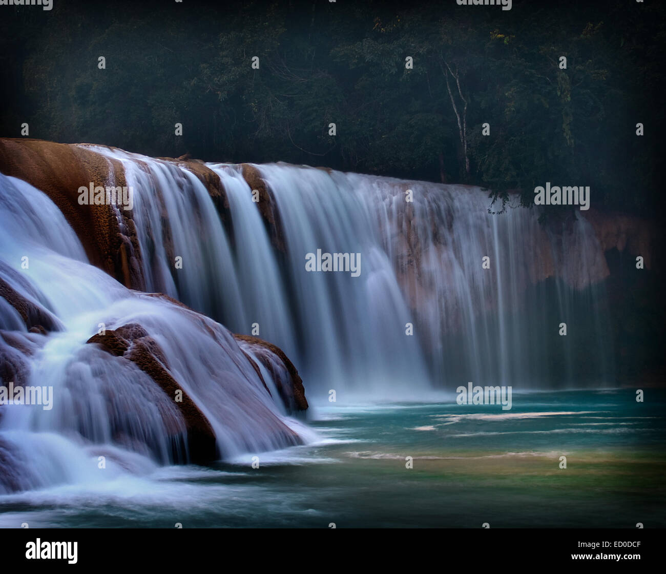 Mexico, Mayan jungle, View of Agua Azul waterfalls Stock Photo - Alamy