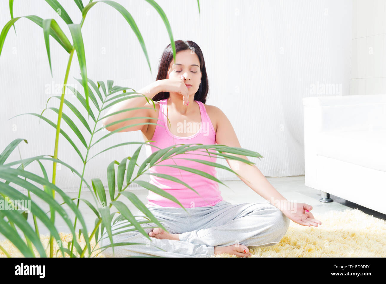 indian Lady Yoga Meditation Stock Photo - Alamy