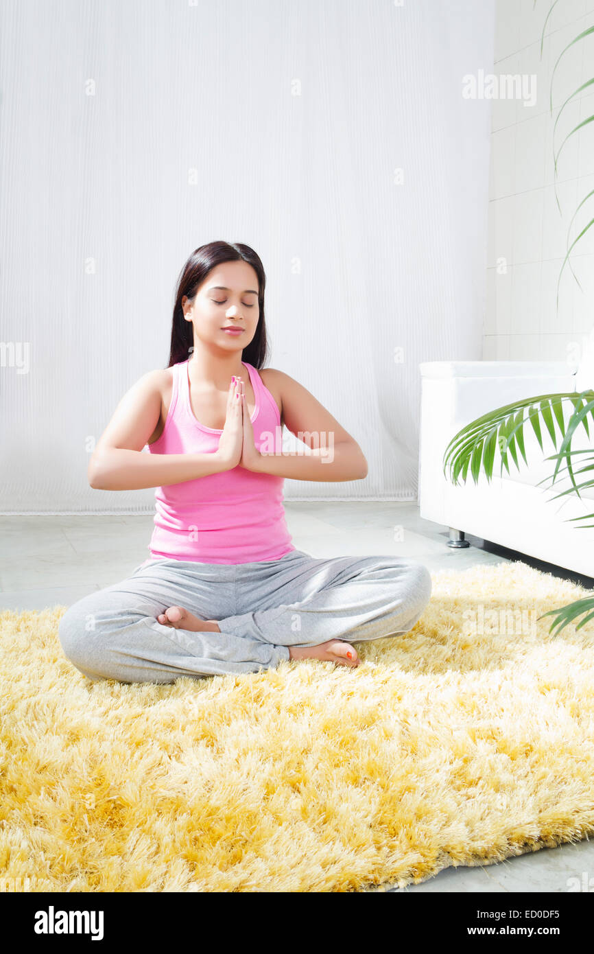 indian Lady Yoga Meditation Stock Photo - Alamy