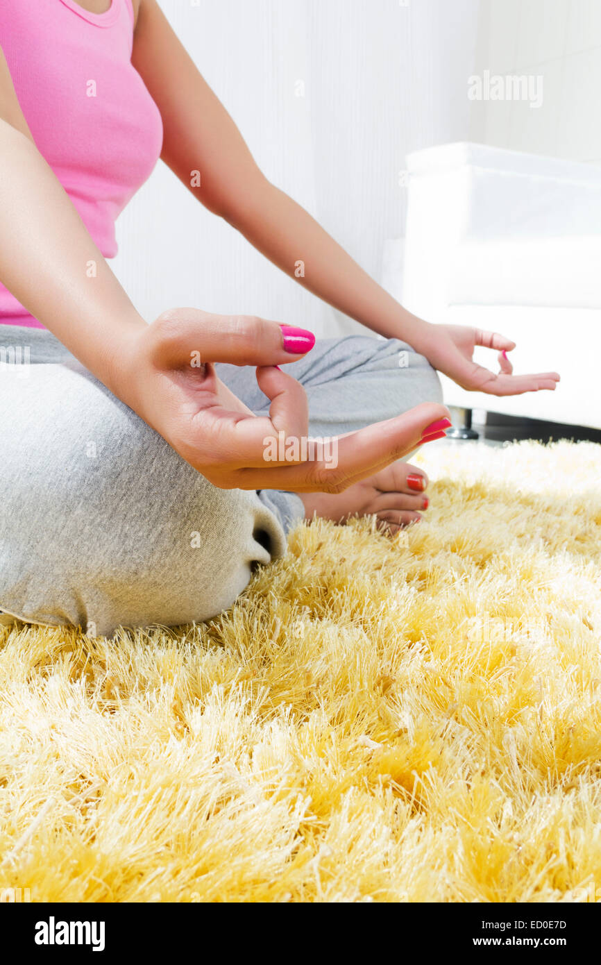 indian Lady Yoga Meditation Stock Photo - Alamy