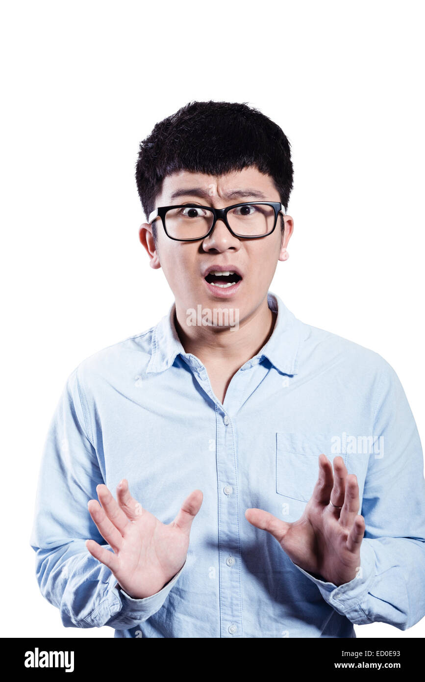 Young man in shock Stock Photo - Alamy