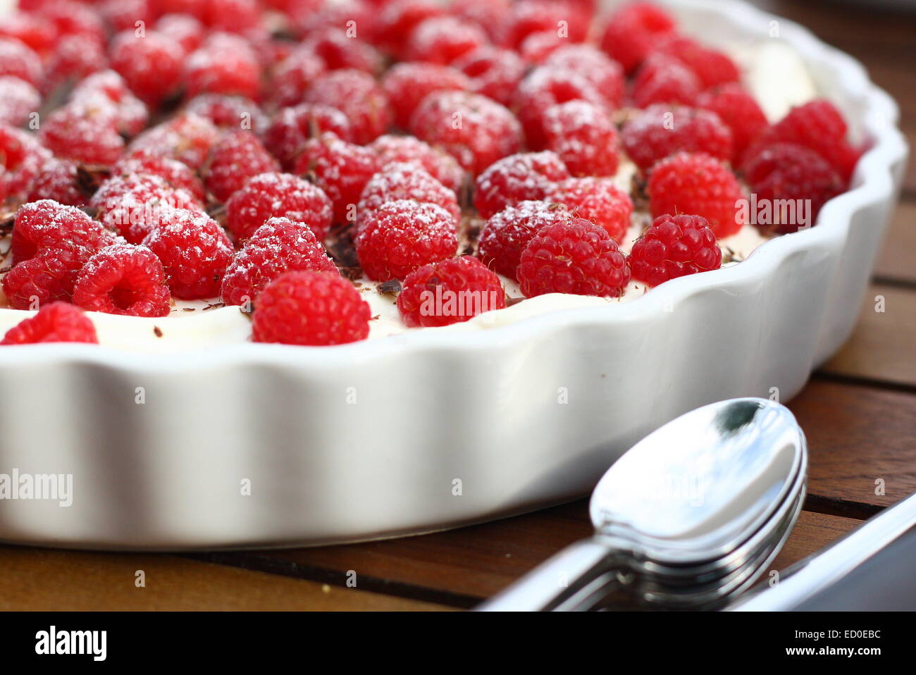 Raspberry dessert with whipped cream Stock Photo - Alamy