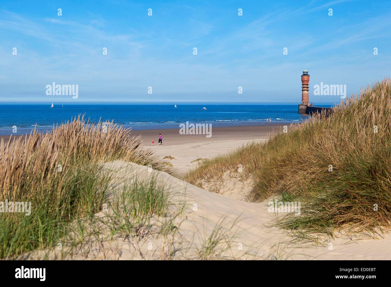 France, Nord, Dunkirk, sand dune beach of Saint-Pol and flagship Saint ...