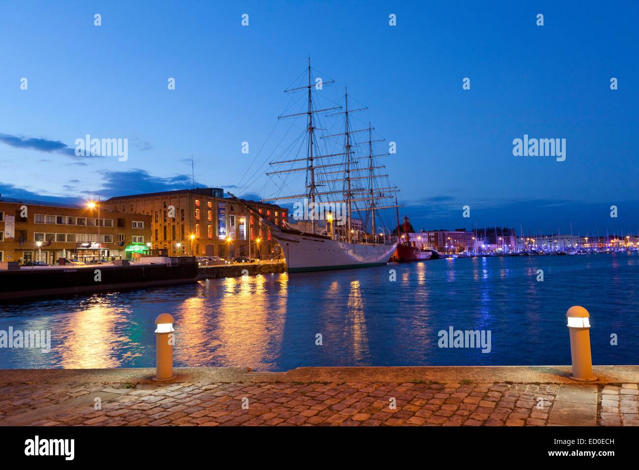 France, Nord, Dunkirk, port Museum and Duchesse Anne ship in the basin ...