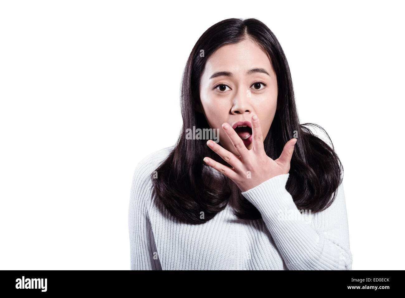 Woman surprised hand over hi-res stock photography and images - Alamy