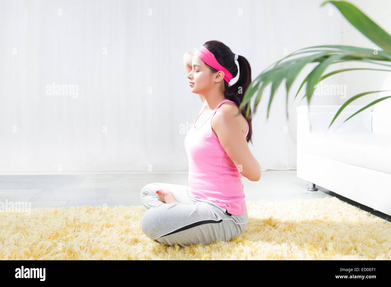 indian Lady Yoga Meditation Stock Photo - Alamy