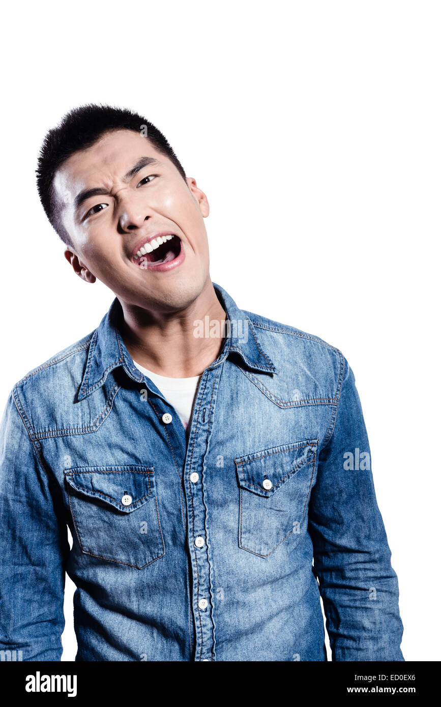Portrait of aggressive young man Stock Photo - Alamy