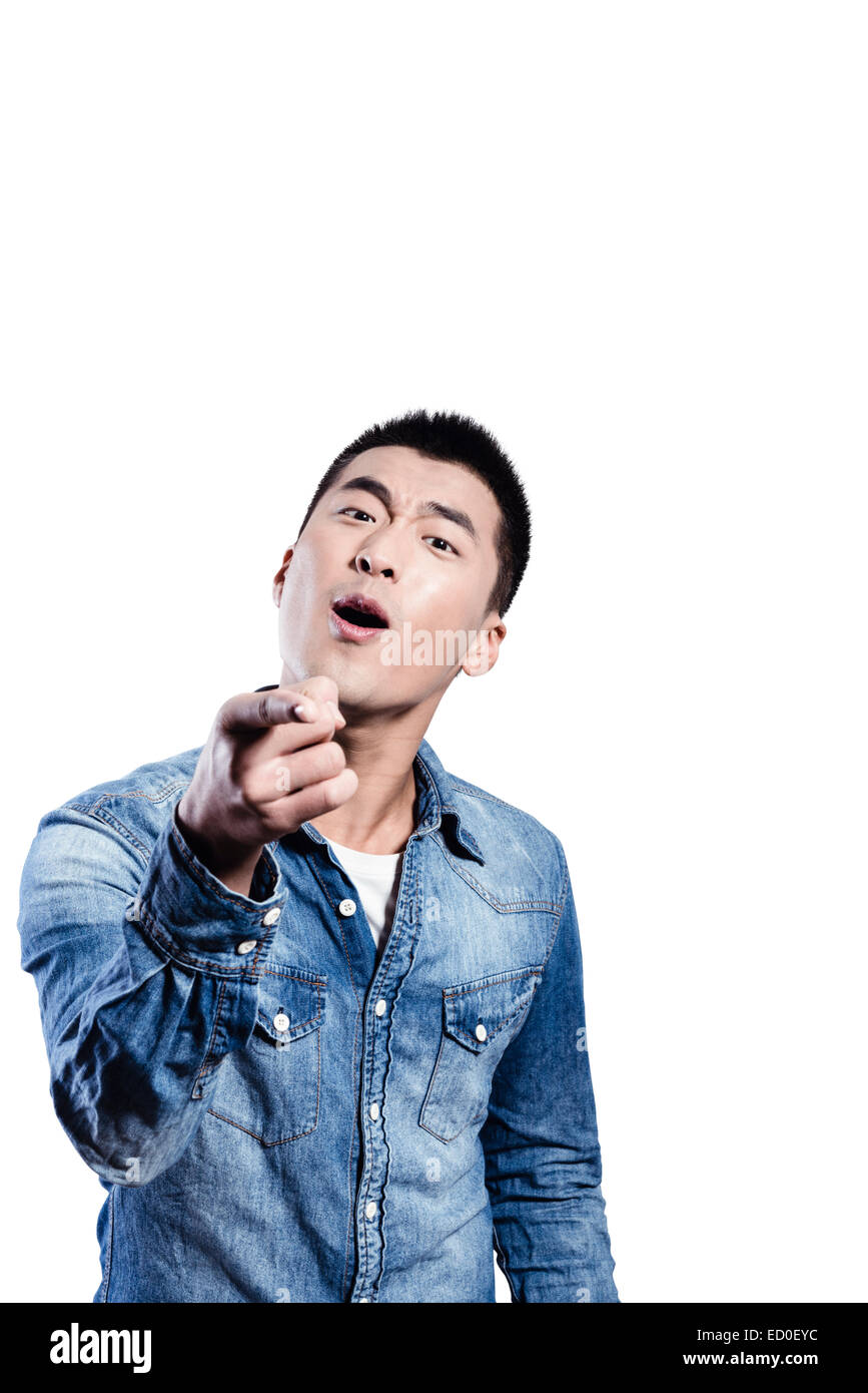 Black man pointing camera portrait hi-res stock photography and images ...