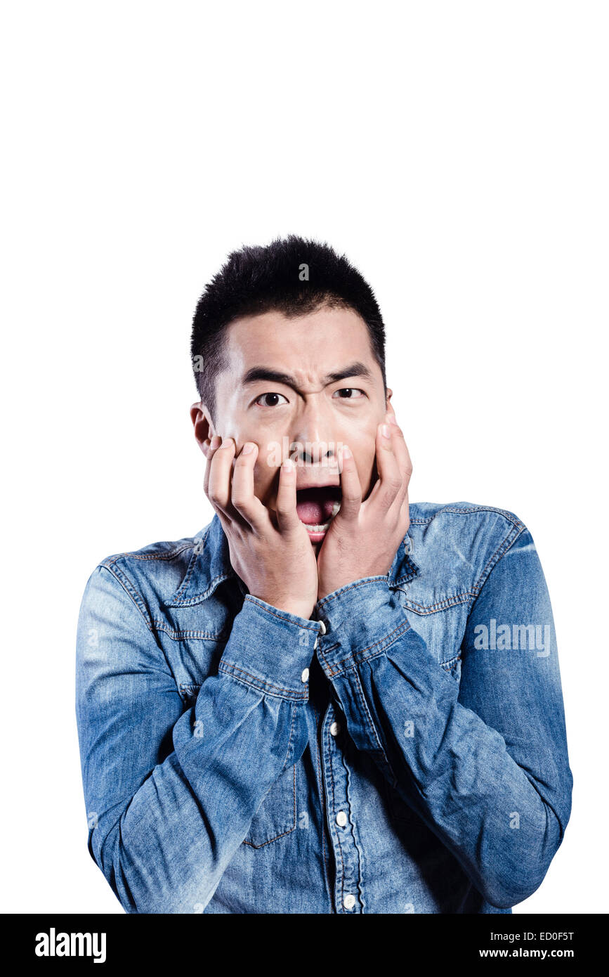 Portrait of young man in shock Stock Photo - Alamy Portrait of young man in shock Stock Photo - Alamy