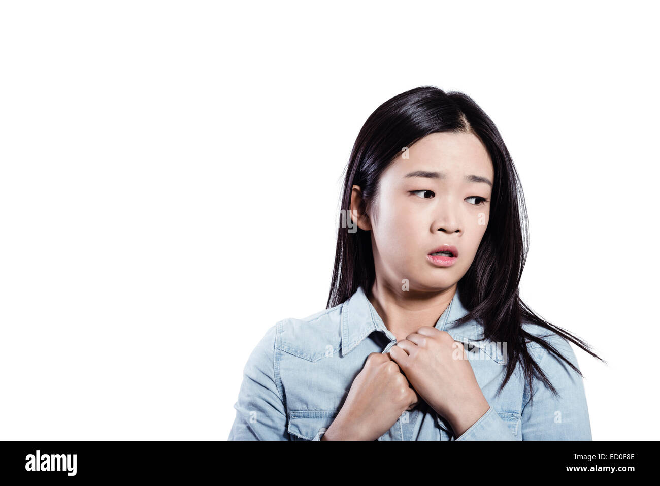 Portrait of scared young woman Stock Photo - Alamy