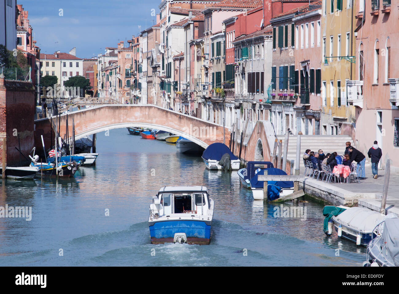 Boat on Small Canal Venice Italy TV000332 Stock Photo - Alamy