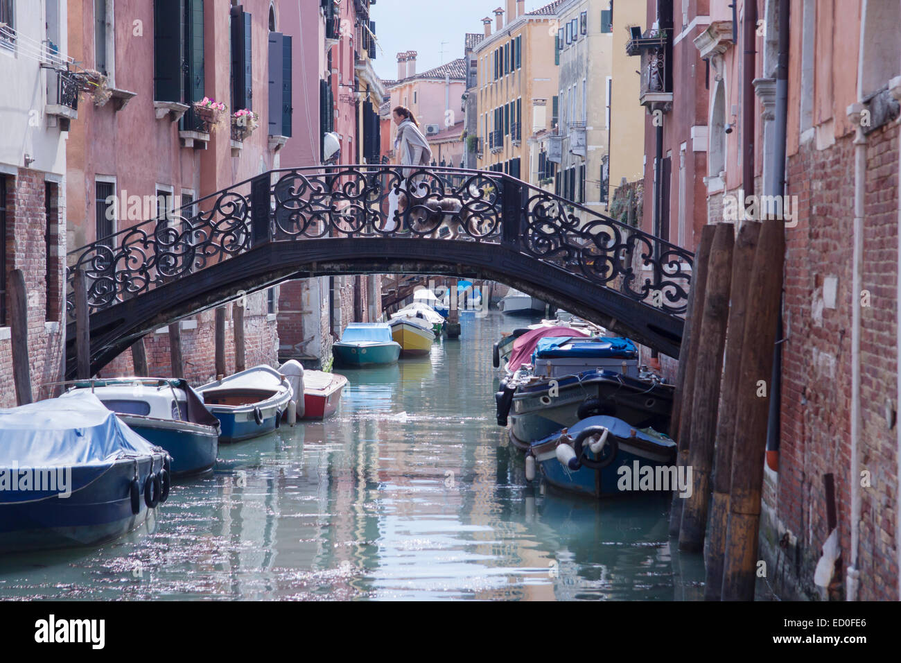 Small Bridge over Side Canal Venice Italy TV000334 Stock Photo - Alamy