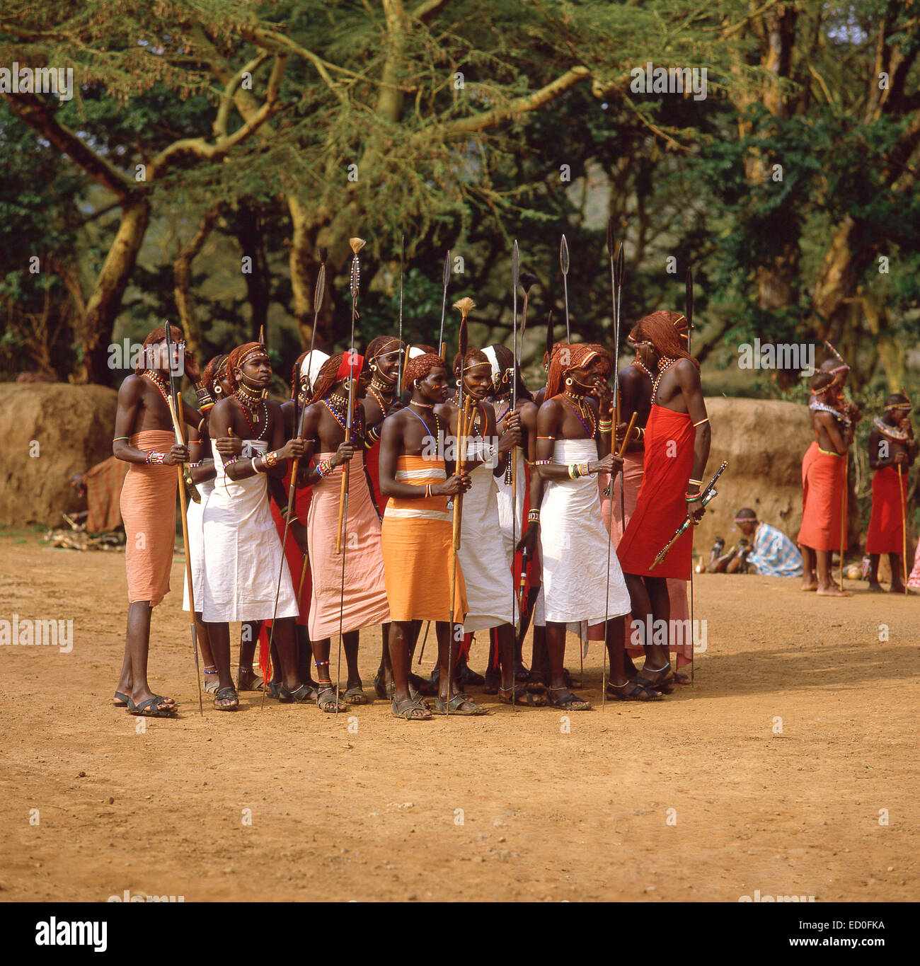 Maasai Male Warrior Dancers In The Maasai Mara National Reserve Narok