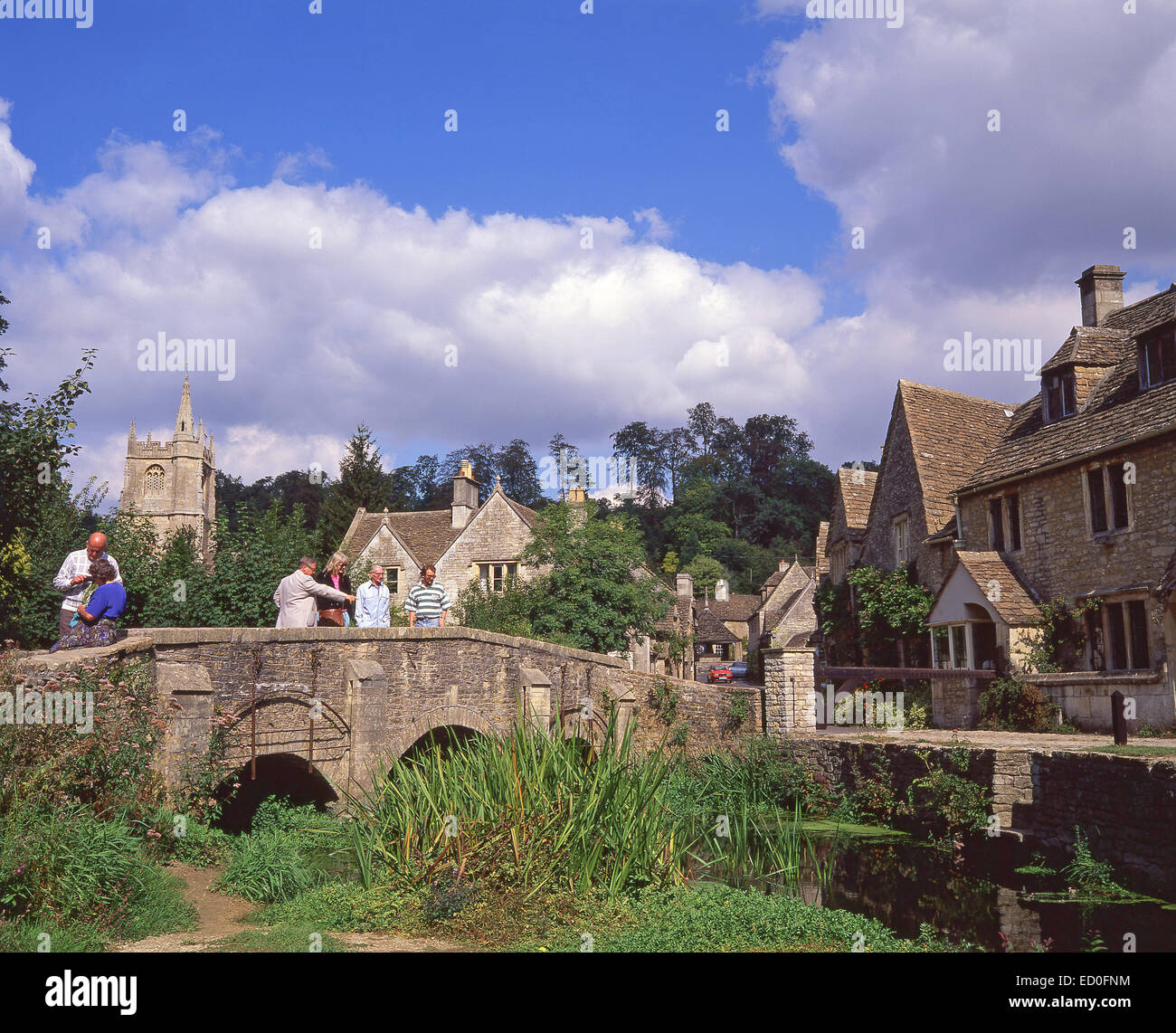 Main street and Bybrook River, Castle Combe, Wiltshire, England, United ...