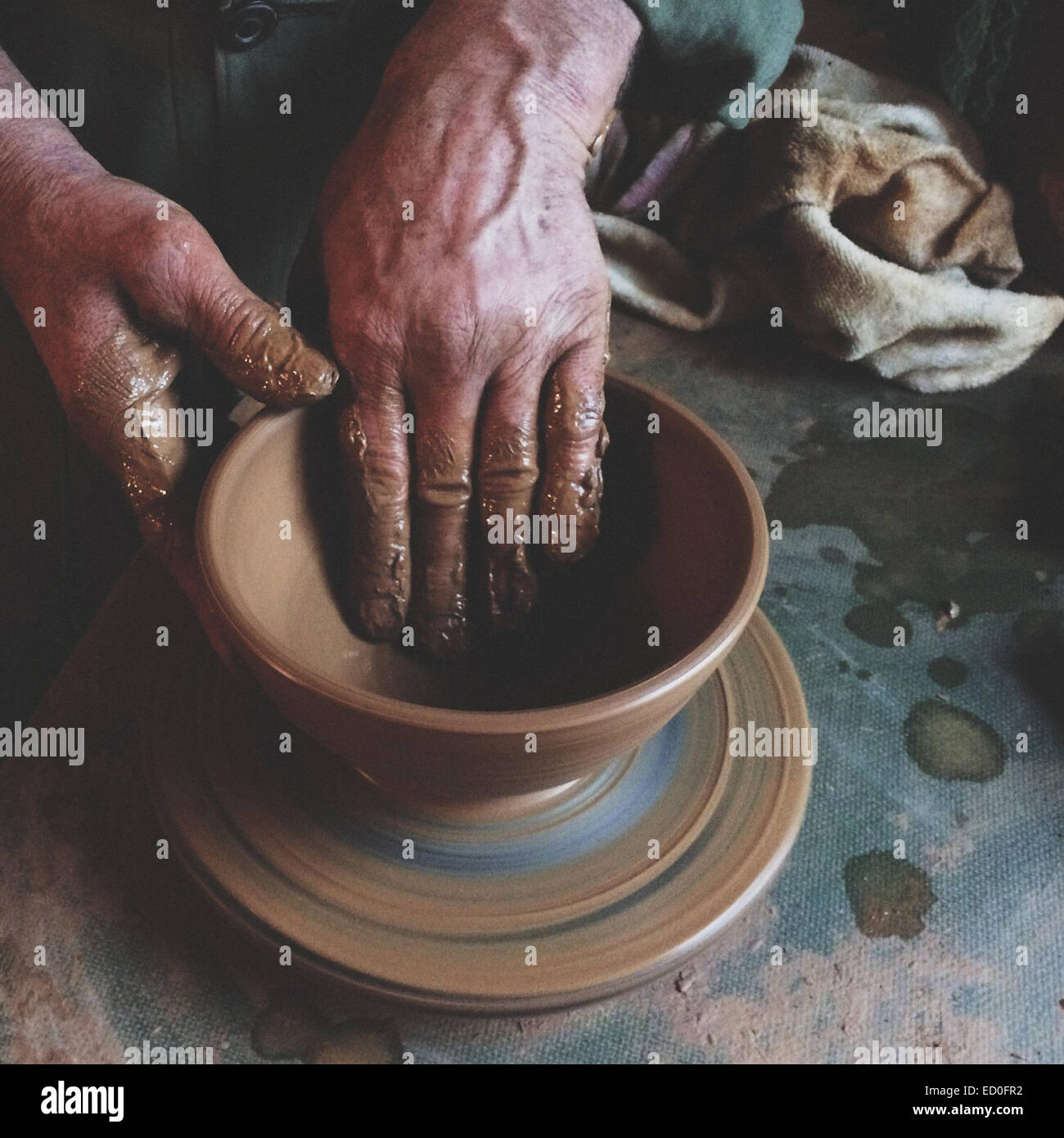 Close-up of man making pottery Stock Photo - Alamy