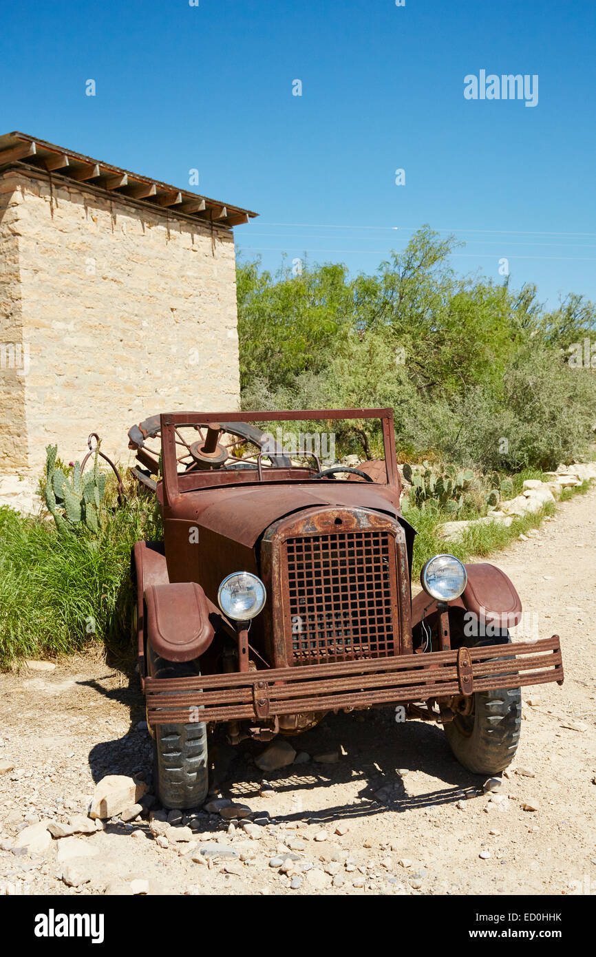 Old rusting car in Terlingua Ghost Town, Texas, USA Stock Photo - Alamy