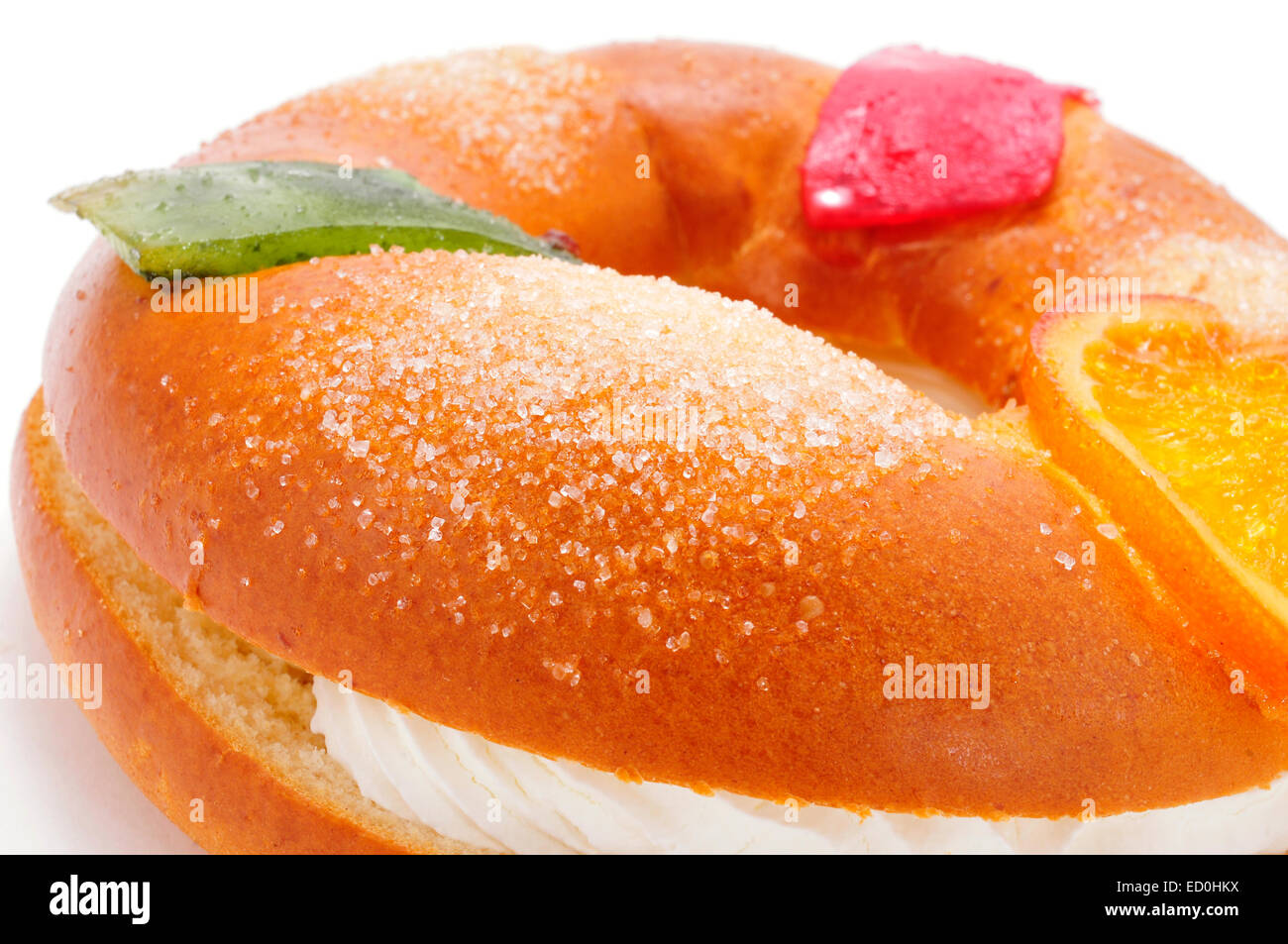 closeup of a roscon de reyes, spanish three kings cake eaten on ...