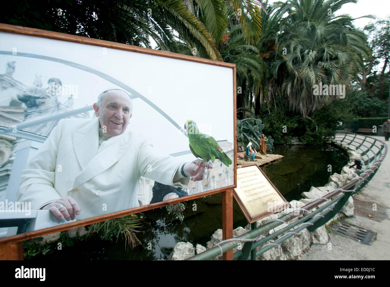 Rome Italy. 23rd December 2014. A picture of Pope Francis with a bird ...