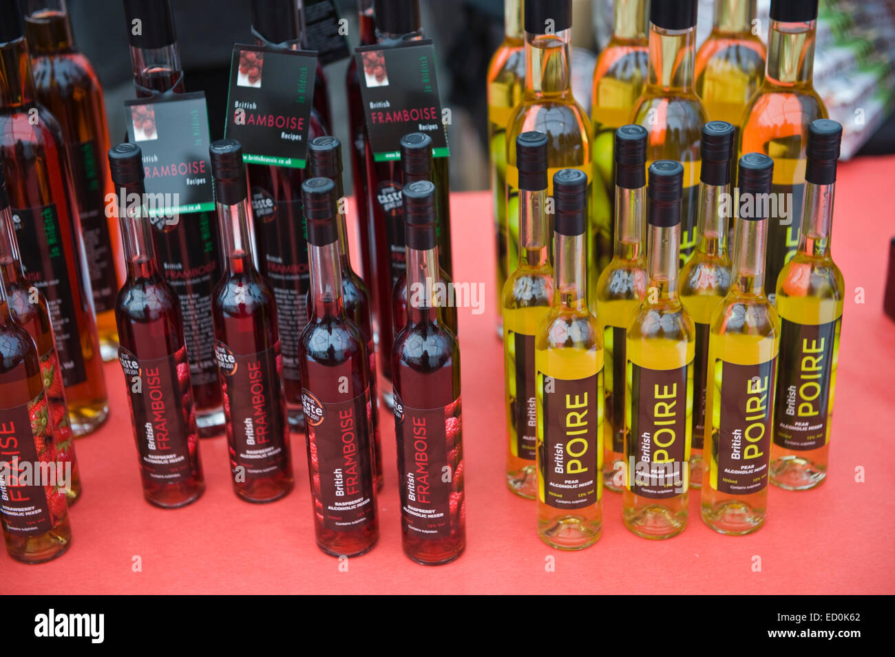 Stall selling fruit flavour alcoholic mixers during food festival at ...