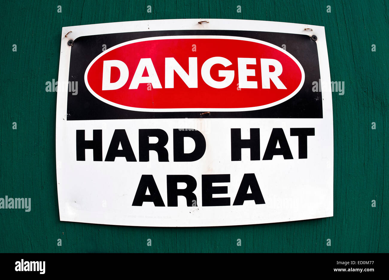 Danger hard hat area sign Stock Photo - Alamy