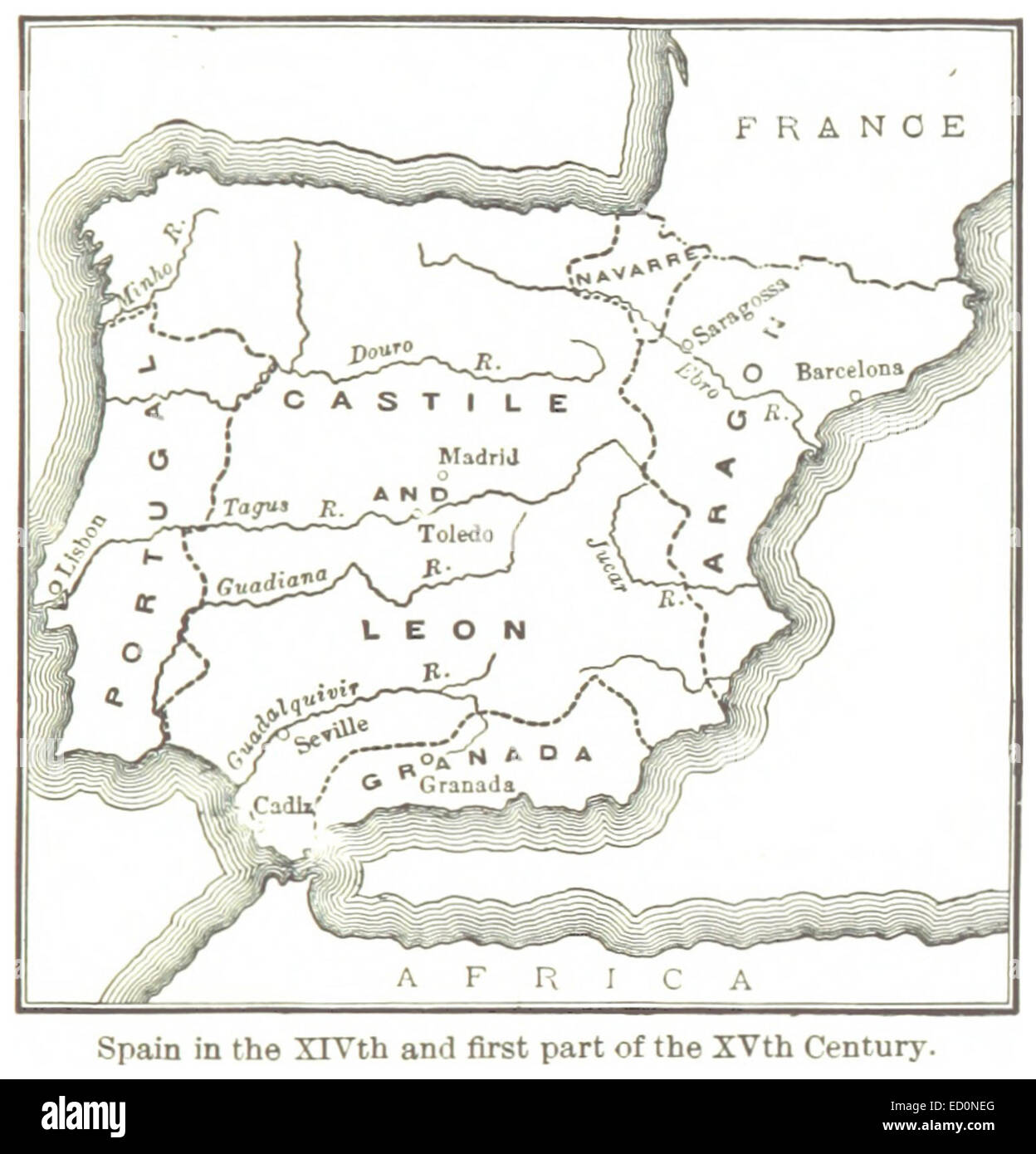 An 1898 illustration from *Fernand* depicting Spain in the 14th and ...