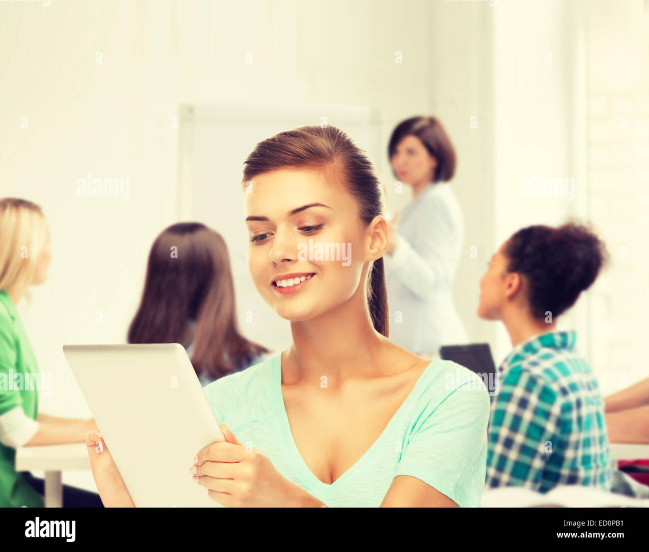 student with tablet pc in college Stock Photo - Alamy