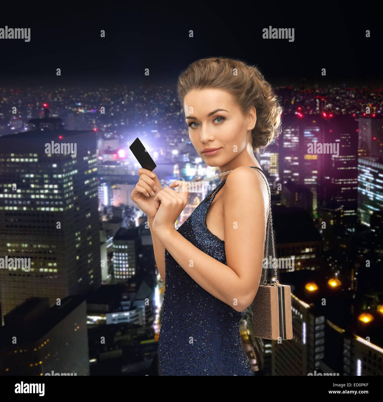 woman in evening dress with vip card Stock Photo - Alamy