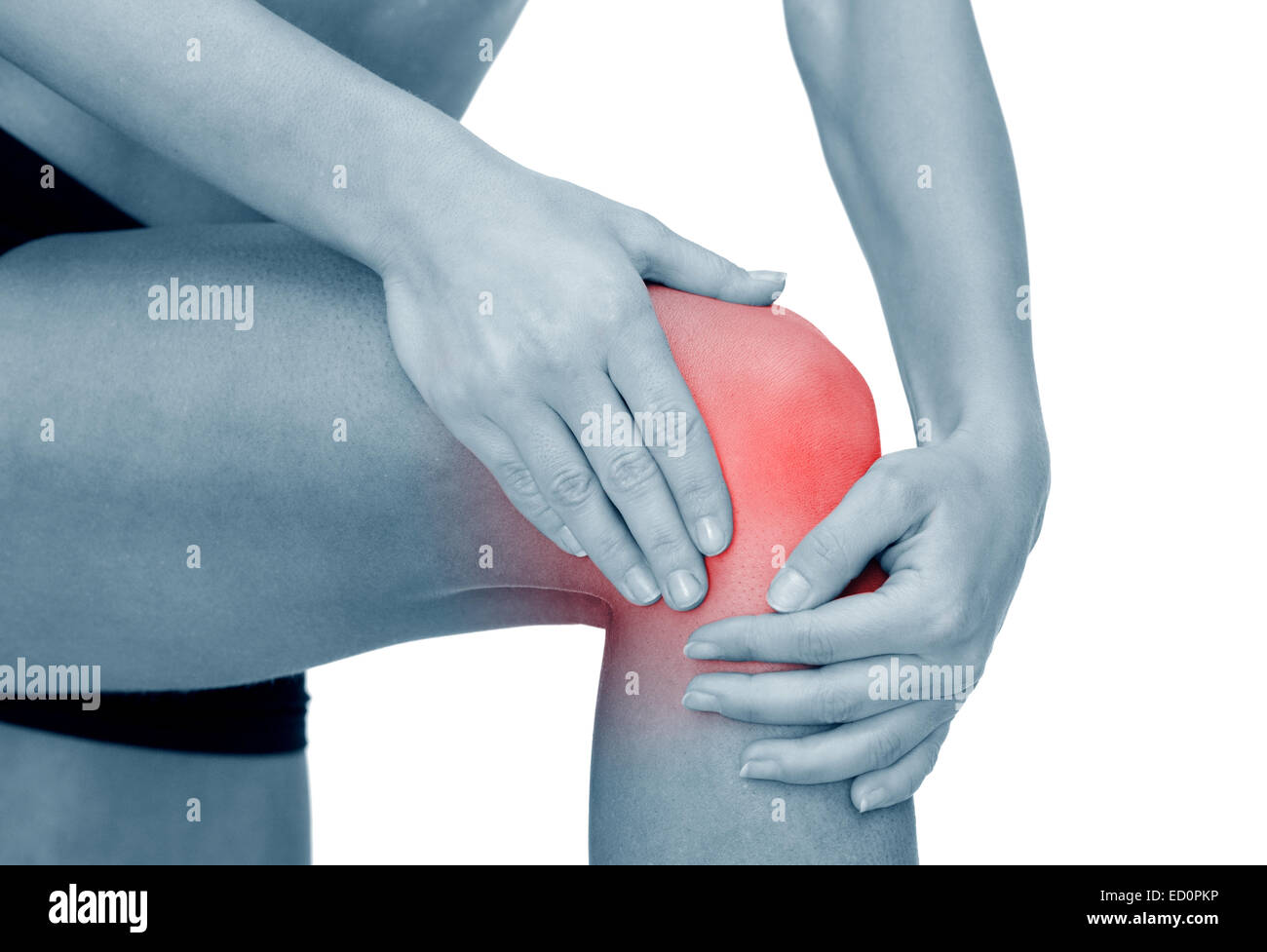 close up of female hands holding knee Stock Photo - Alamy