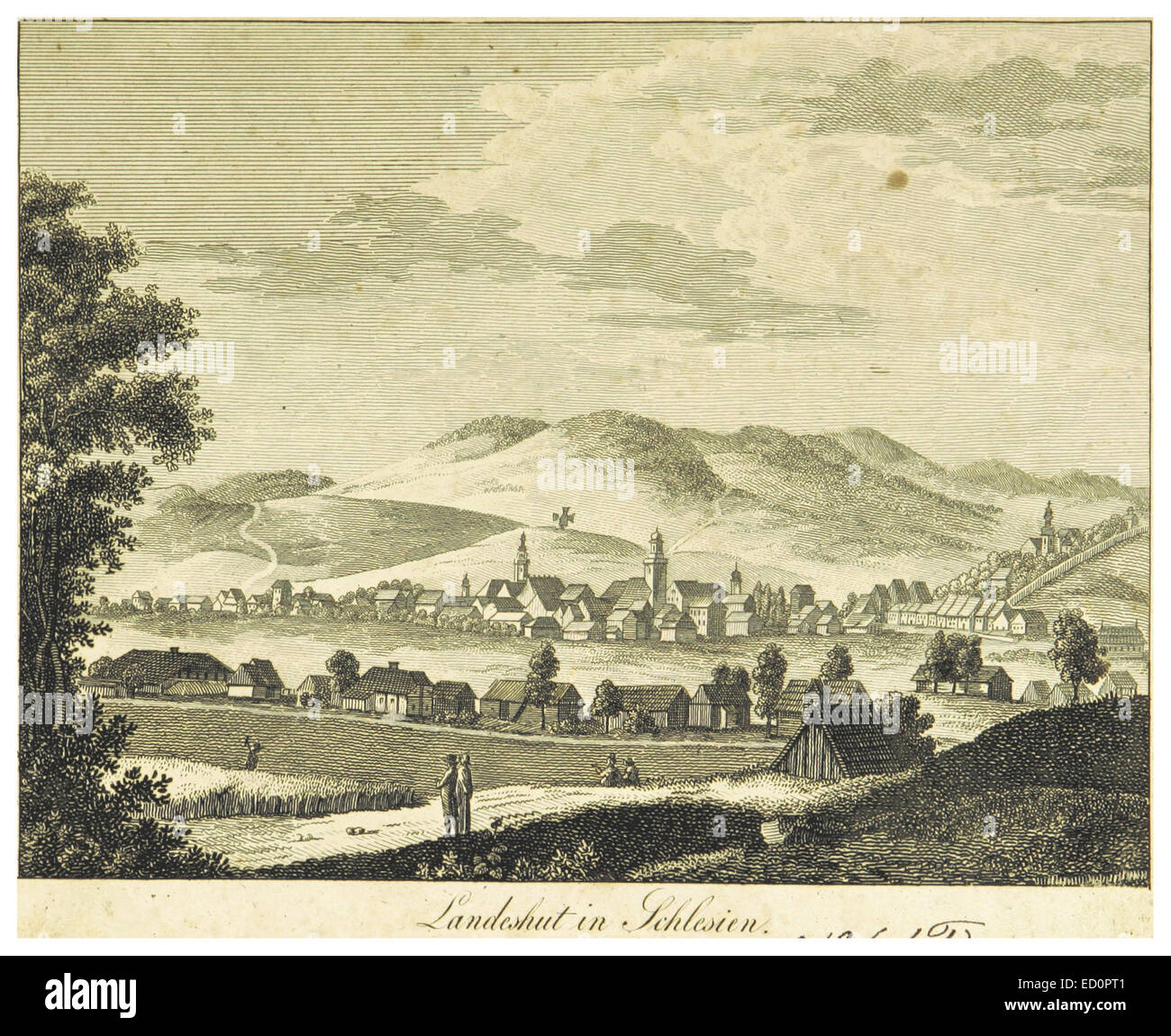 FISCHER, STUCKART(1819) Schlesien p118 - Landeshut in Schlesien Stock ...