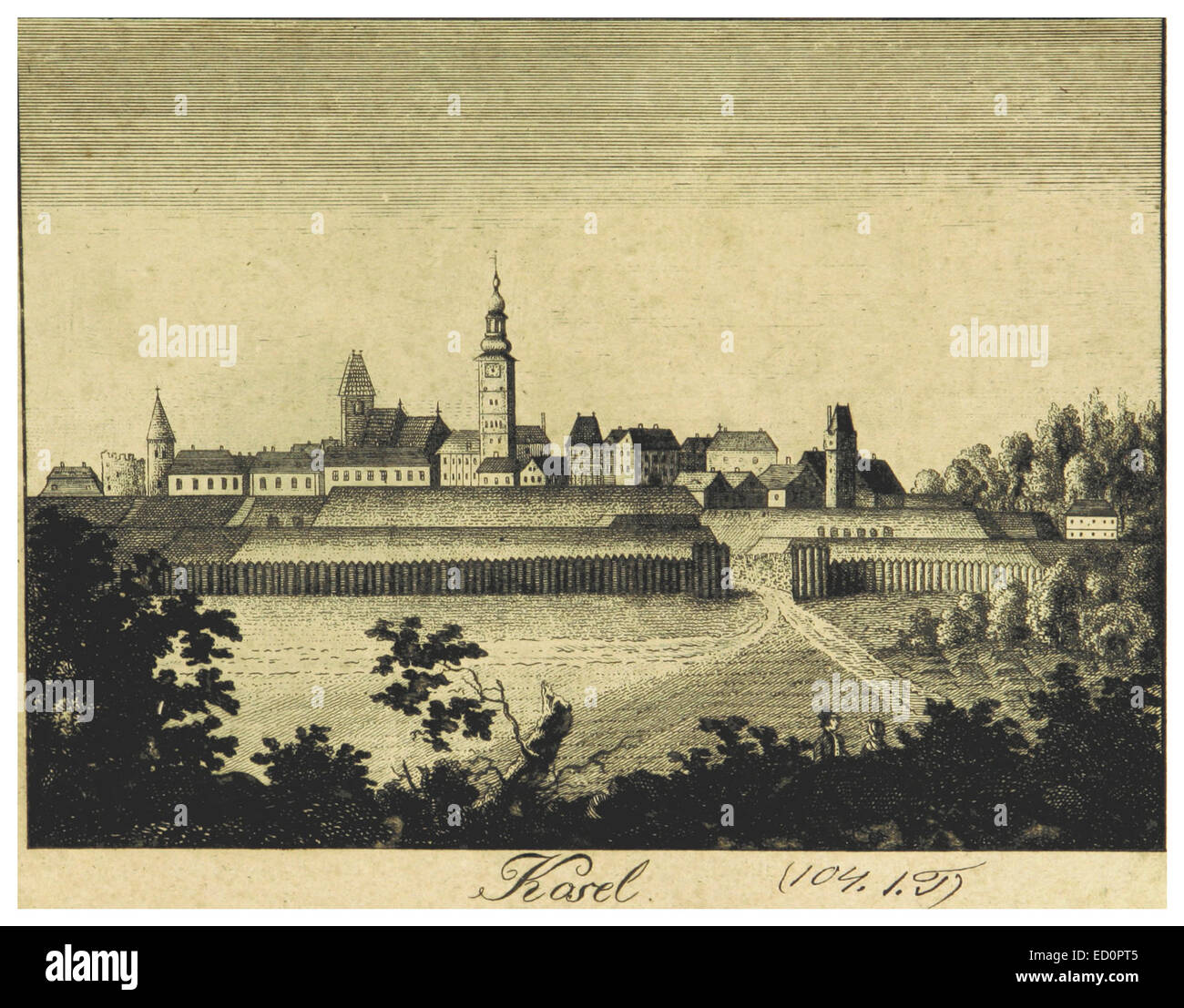 This 1819 illustration from Fischer and Stuckart depicts Kosel, a town ...
