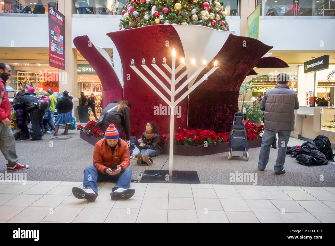 Multicultural holiday display in the Queens Center mall in the borough ...
