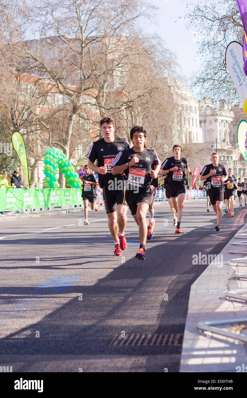 LONDON - APRIL 13: Unidentified children run the London marathon on ...