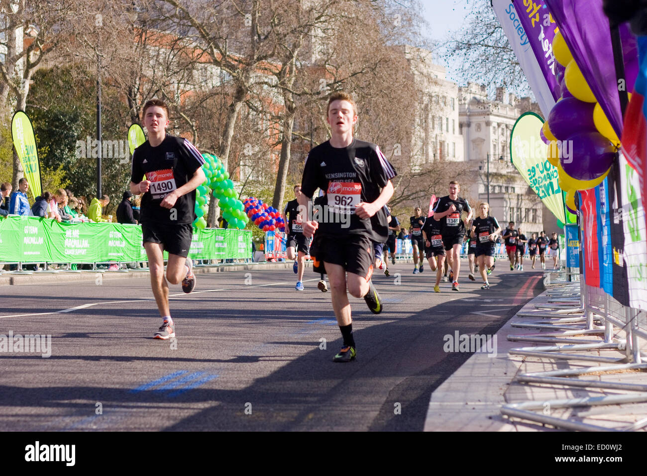 LONDON - APRIL 13: Unidentified children run the London marathon on ...
