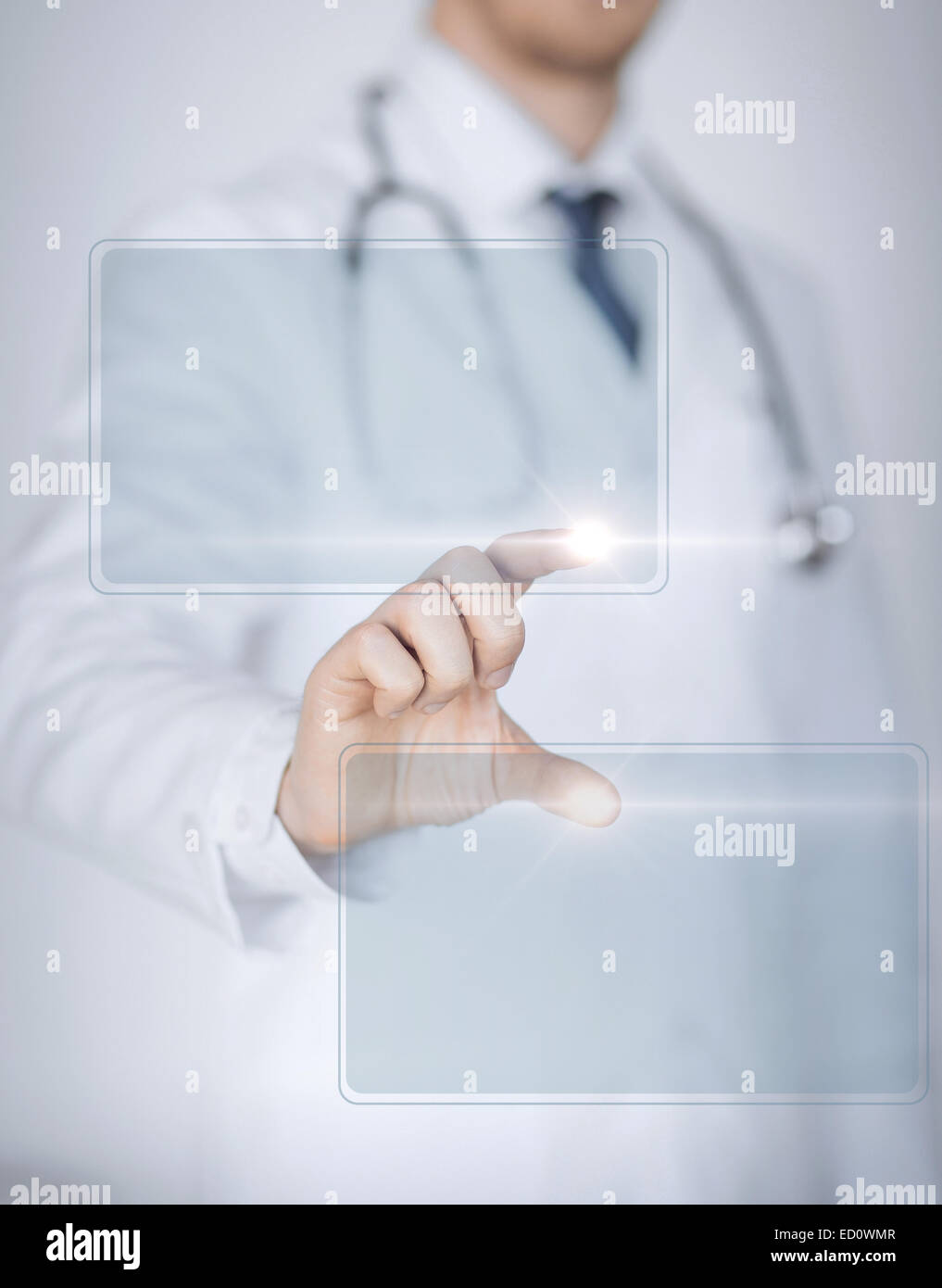 male hand touching virtual screen Stock Photo - Alamy